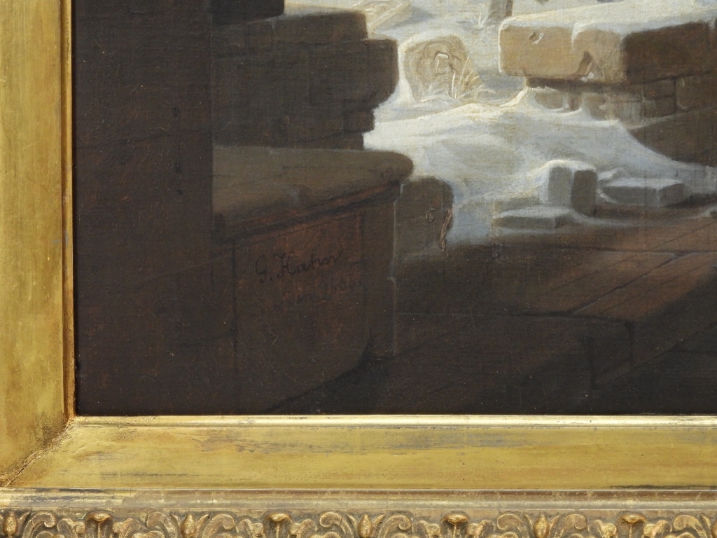 Gustav Adolf Hahn | A darkened hallway beside a snow covered graveyard ...