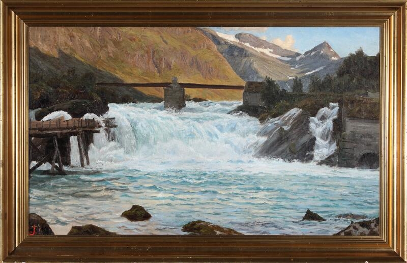 Henrik Gamst Jespersen | A mountain landscape with a roaring river ...