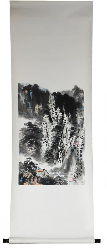 Li Jianhua | Chinese scroll with mountainscape | MutualArt