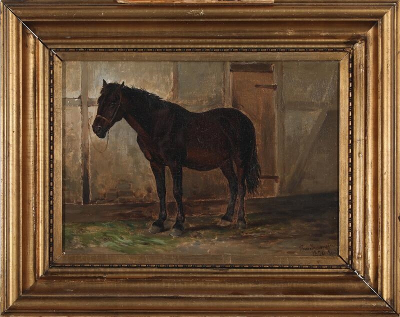 Simon Simonsen | Farm exterior with a horse (1876) | MutualArt
