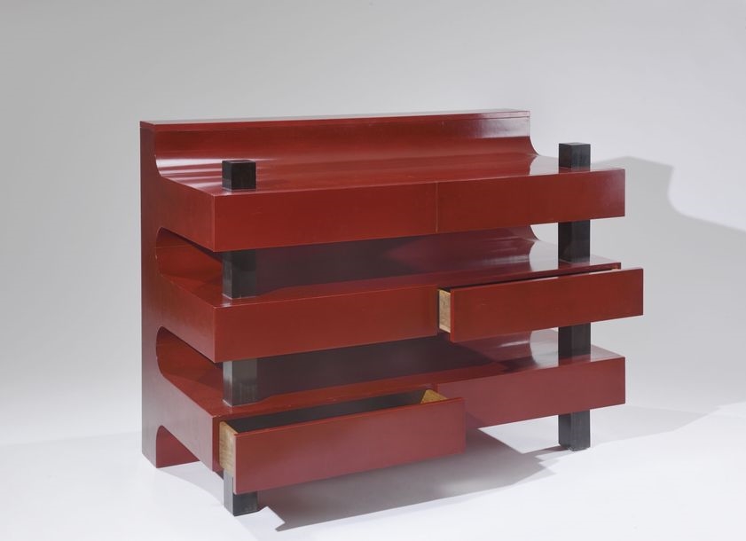 Alain Lovato | Exceptional red chest of drawers with six drawers ...