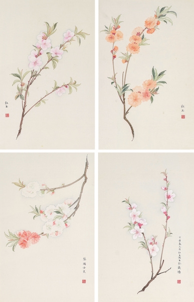 He Hongyu | Peach Blossom Four Screens | MutualArt
