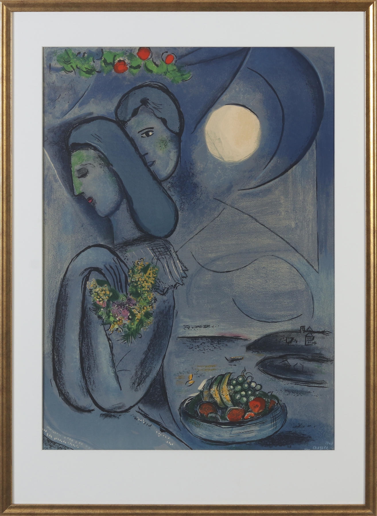 Marc Chagall | Romantiskt par i månsken | MutualArt