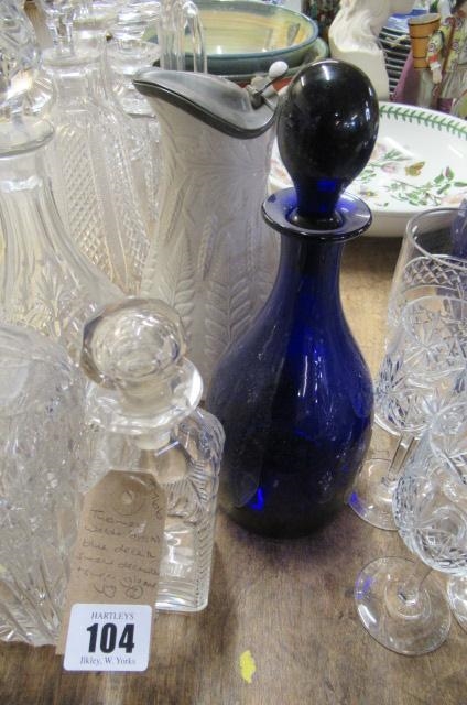 Thomas Webb | BLUE DECANTER SMALL DECANTER AND SMEAR GLAZED JUG | MutualArt