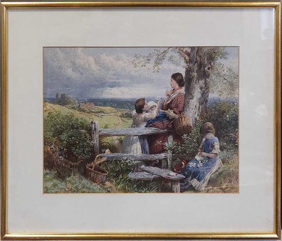 Myles Birket Foster | Children Playing with Pond Yacht; and Spring ...
