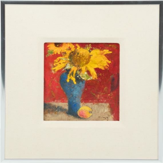 Richard Jerzy | Sunflowers & Peach (2000) | MutualArt
