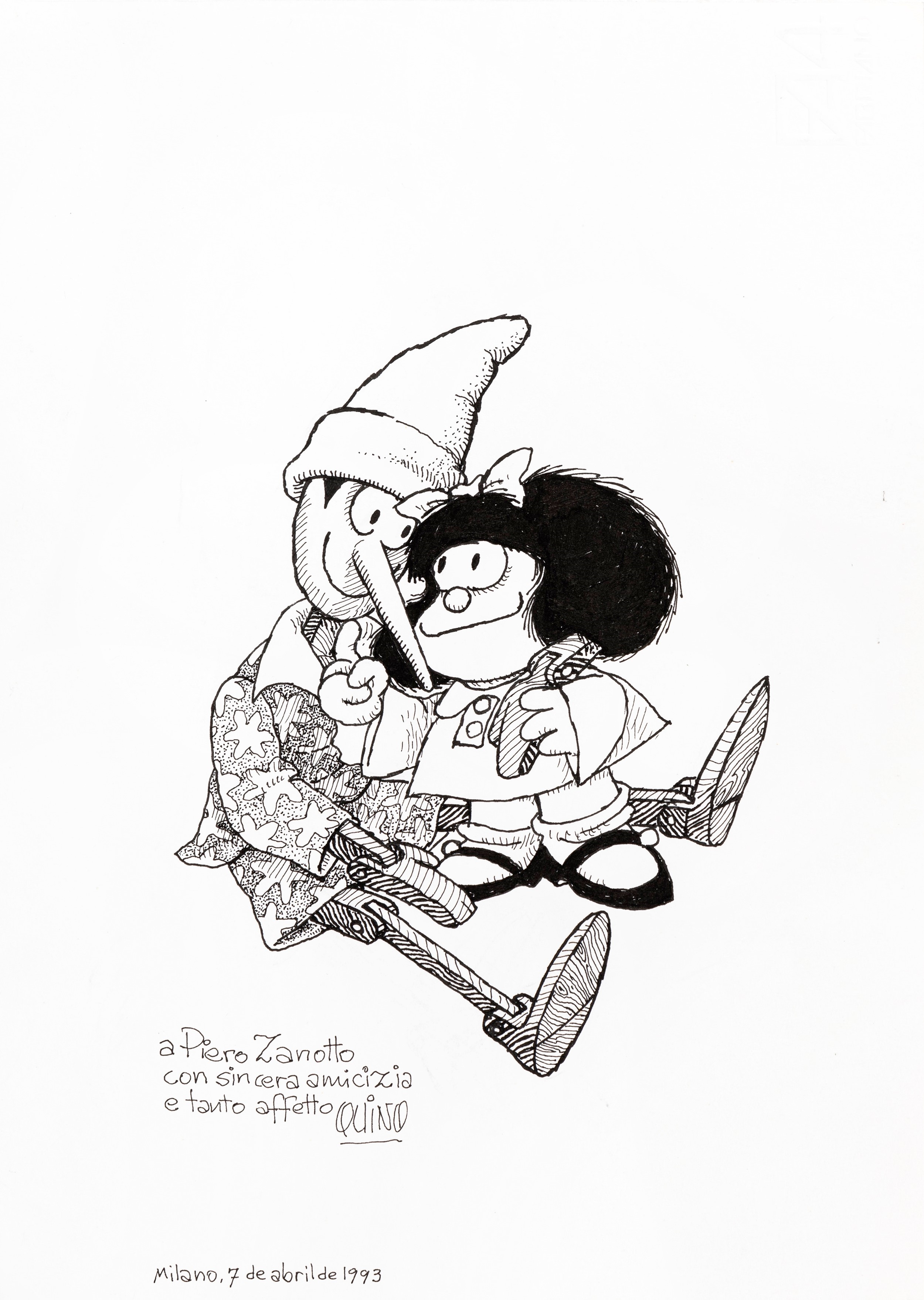 Joaquín Lavado Quino | Pinocchio e Mafalda (1993) | MutualArt