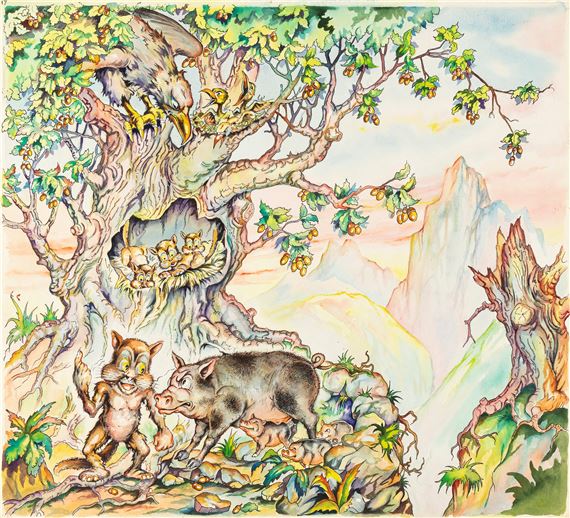 L. Lucchetti | Aesopian Fables, The eagle, the cat and the wild sow ...