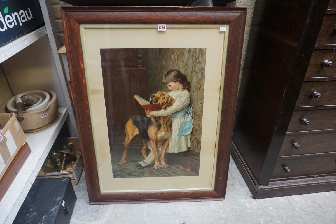 Edwin Landseer | A pears print of 'Young Girl Reading to Her Dog ...