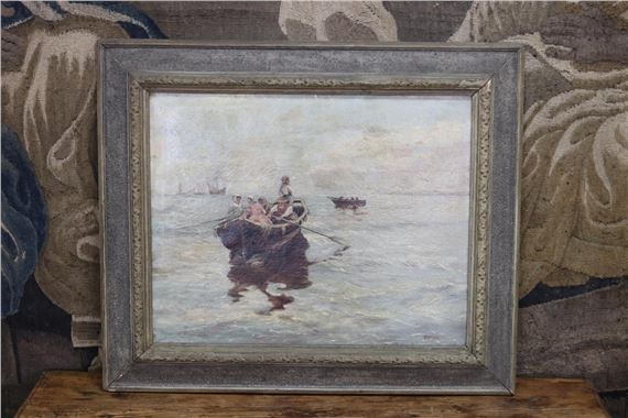 H. E. Stephens | England, figures in a row boat | MutualArt
