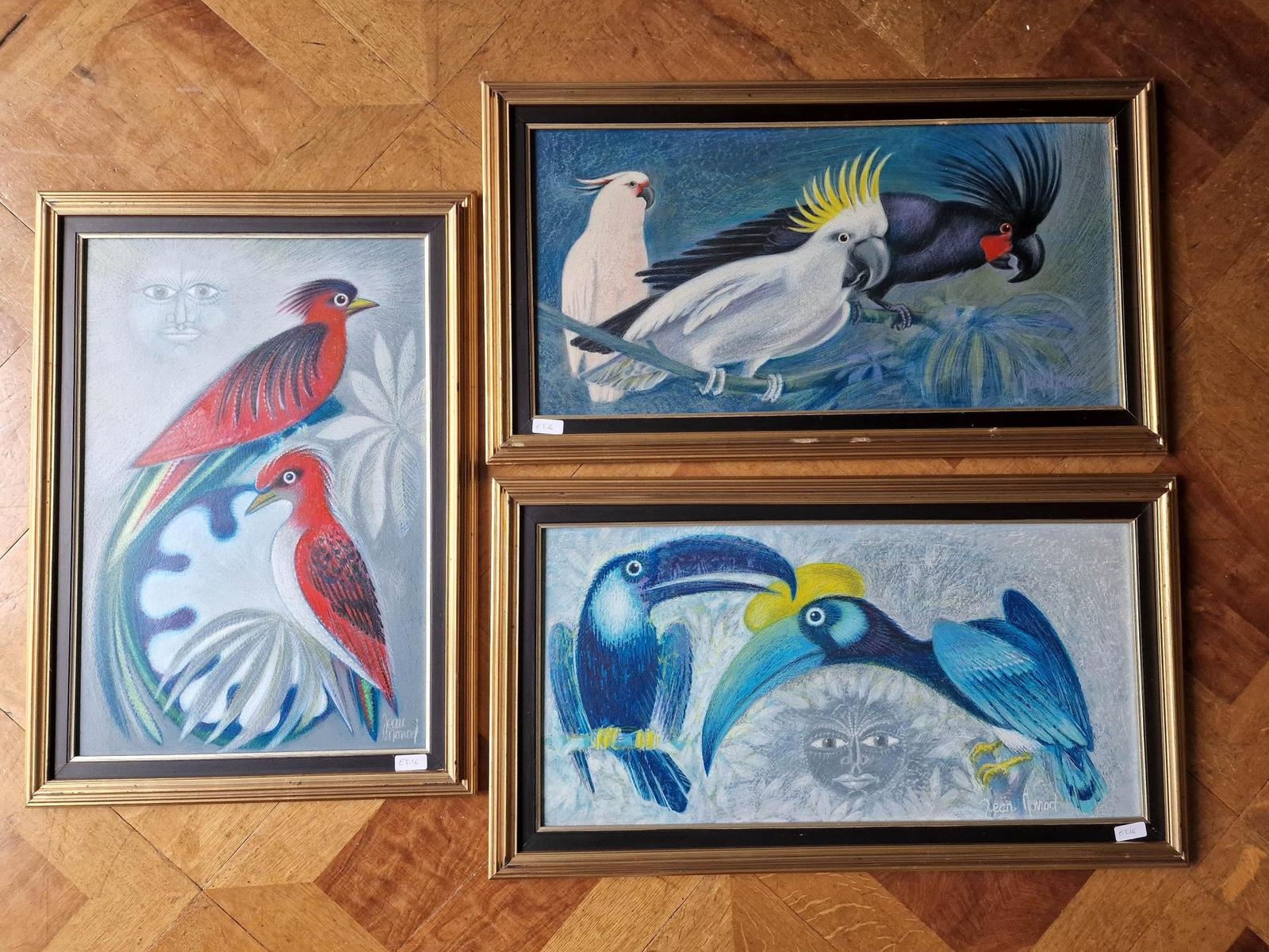 Jean Monod | Oiseau rouge; Cacatoes; Toucans | MutualArt