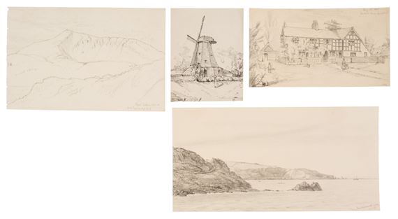 George Price Boyce | Study of a young Welsh man resting,Welsh mountains ...