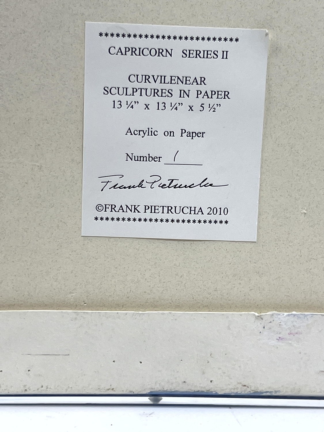 Frank Pietrucha | Wall Sculpture | MutualArt