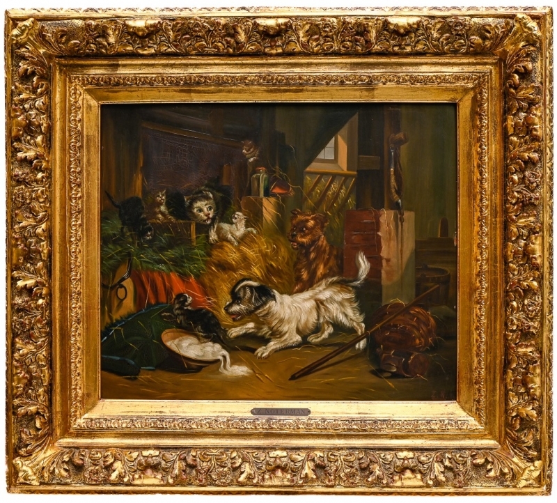 Zacharie Noterman | Animated scene with dogs and cats\ | MutualArt