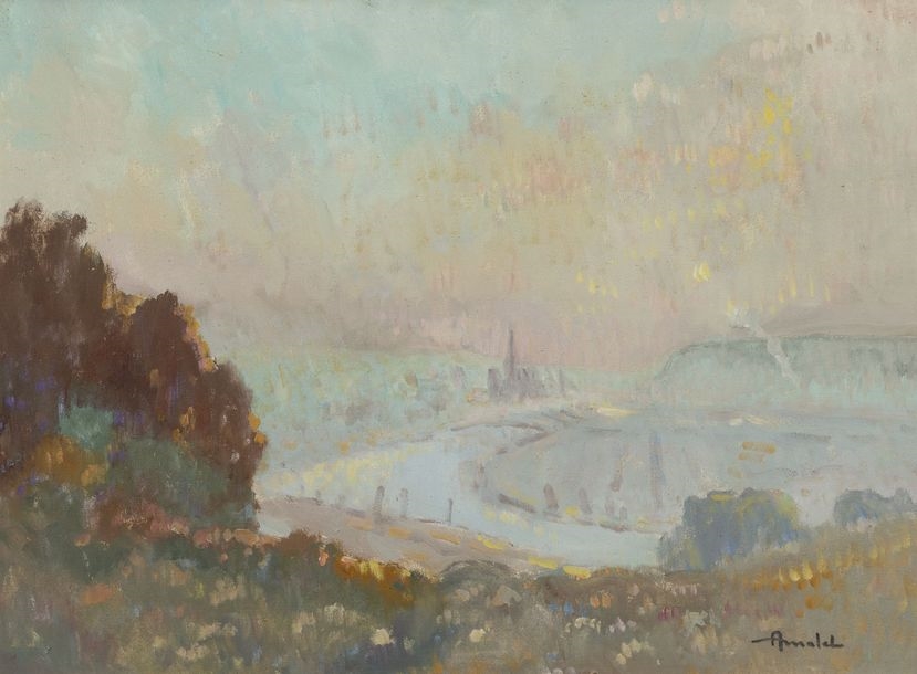 Albert Malet | Landscape of the Seine and Rouen. (1990) | MutualArt