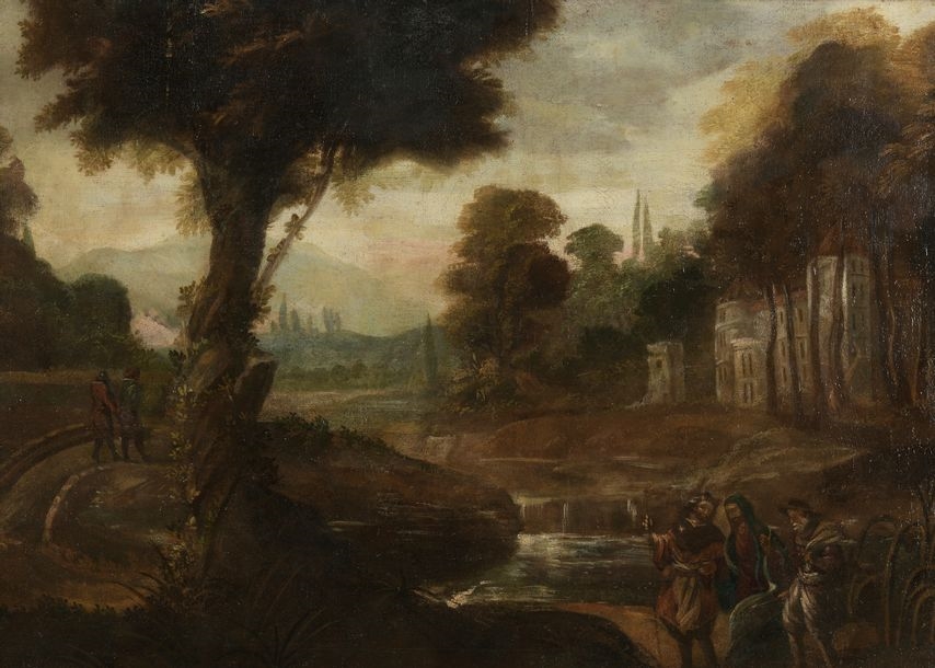 Spanish School, 15th Century | Landscape with a castle | MutualArt