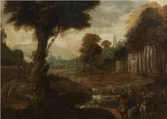 Spanish School, 15th Century | Landscape with a castle | MutualArt