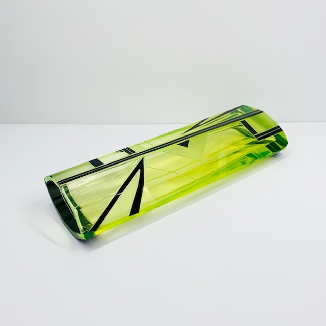 Karl Palda | black enamel uranium glass flat rectangular vase | MutualArt