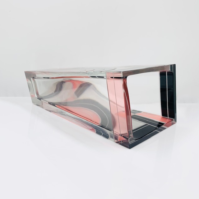 Karl Palda | Pink and black enamel glass trapezoid vase | MutualArt