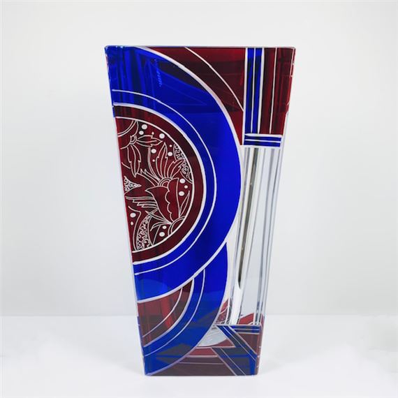 Karl Palda | black enamel uranium glass flat rectangular vase | MutualArt
