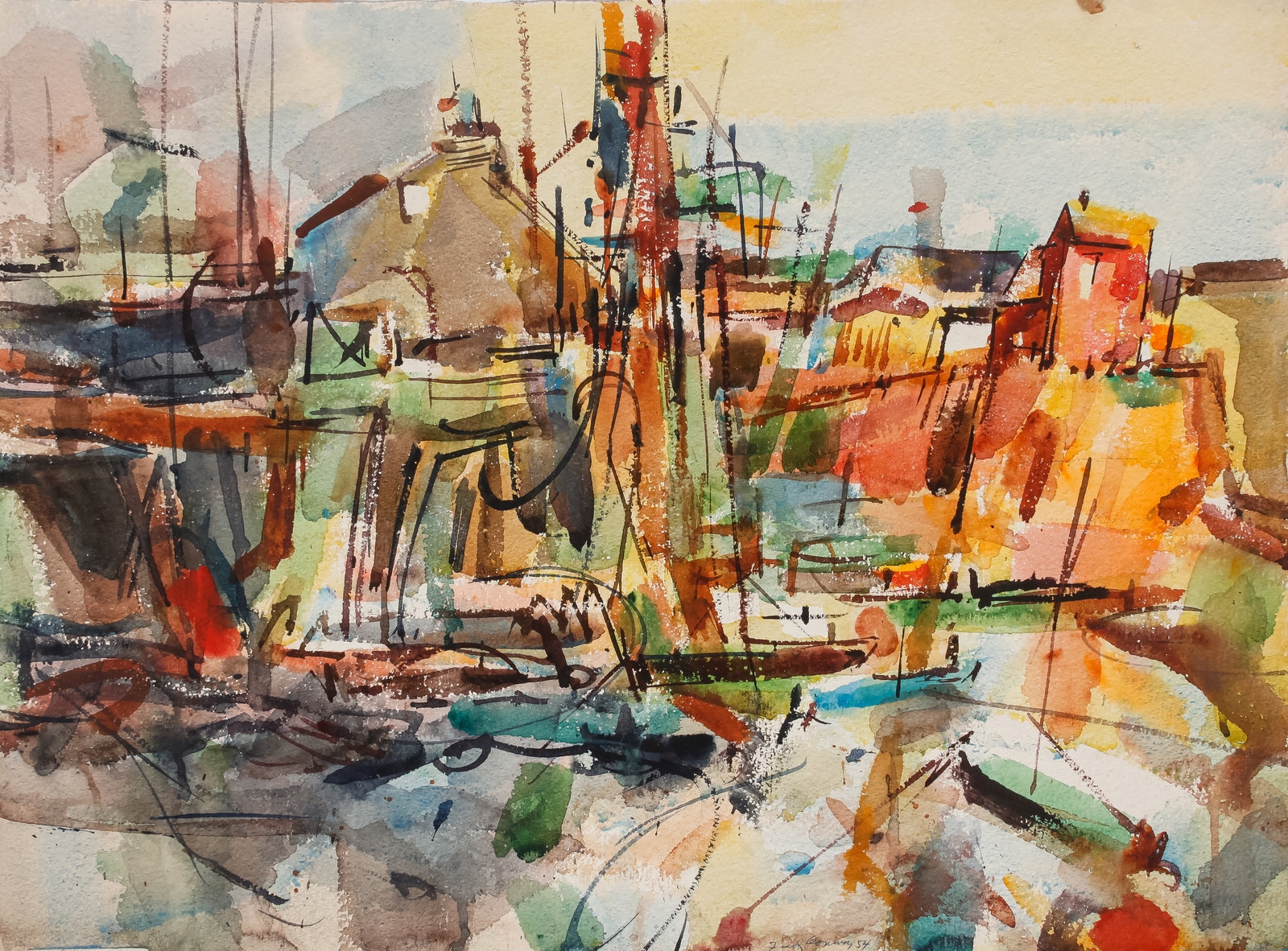 Fred Conway | Harbor Scene (1954) | MutualArt