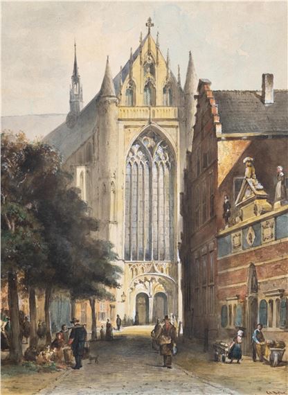Carel Jacobus Behr | Gezicht op de Hooglandse Kerk te Leiden | MutualArt