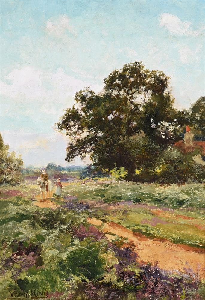 John Henry Yeend King | A LANDSCAPE WITH GRAZING CATTLE AND A COTTAGE ...