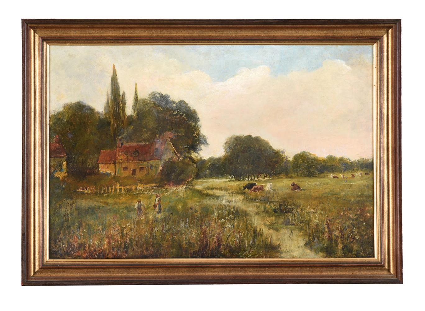 John Henry Yeend King | A LANDSCAPE WITH GRAZING CATTLE AND A COTTAGE ...