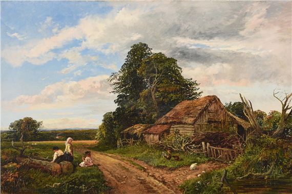 Alfred Bennett | CHILDREN SEATED BY A FARM (61) | MutualArt