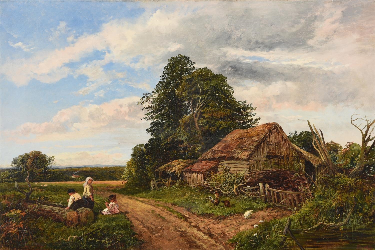 Alfred Bennett | CHILDREN SEATED BY A FARM (61) | MutualArt