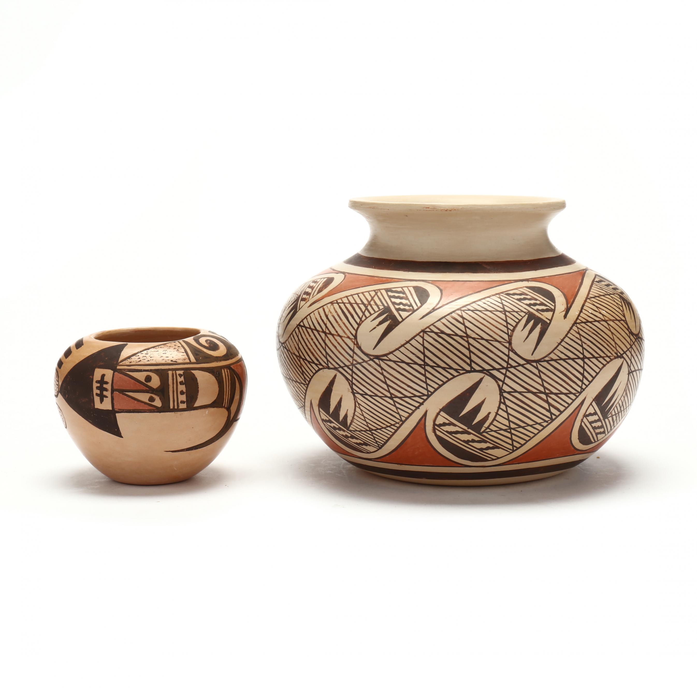 Fannie Nampeyo | The jar features the Migration Pattern, the bowl ...