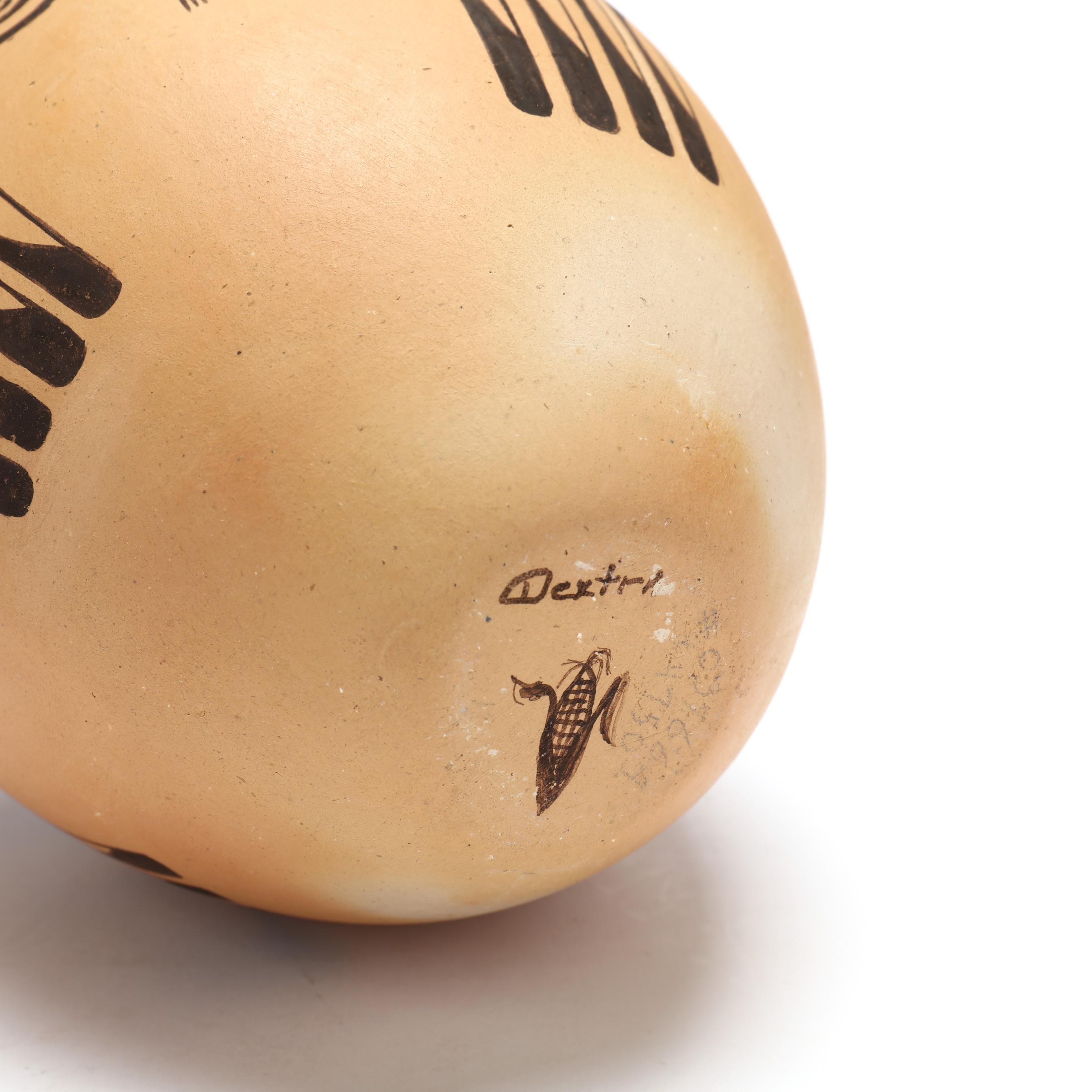 Dextra Quotskuyva | Tall semi-ovoid jar painted with bird tails flanked ...