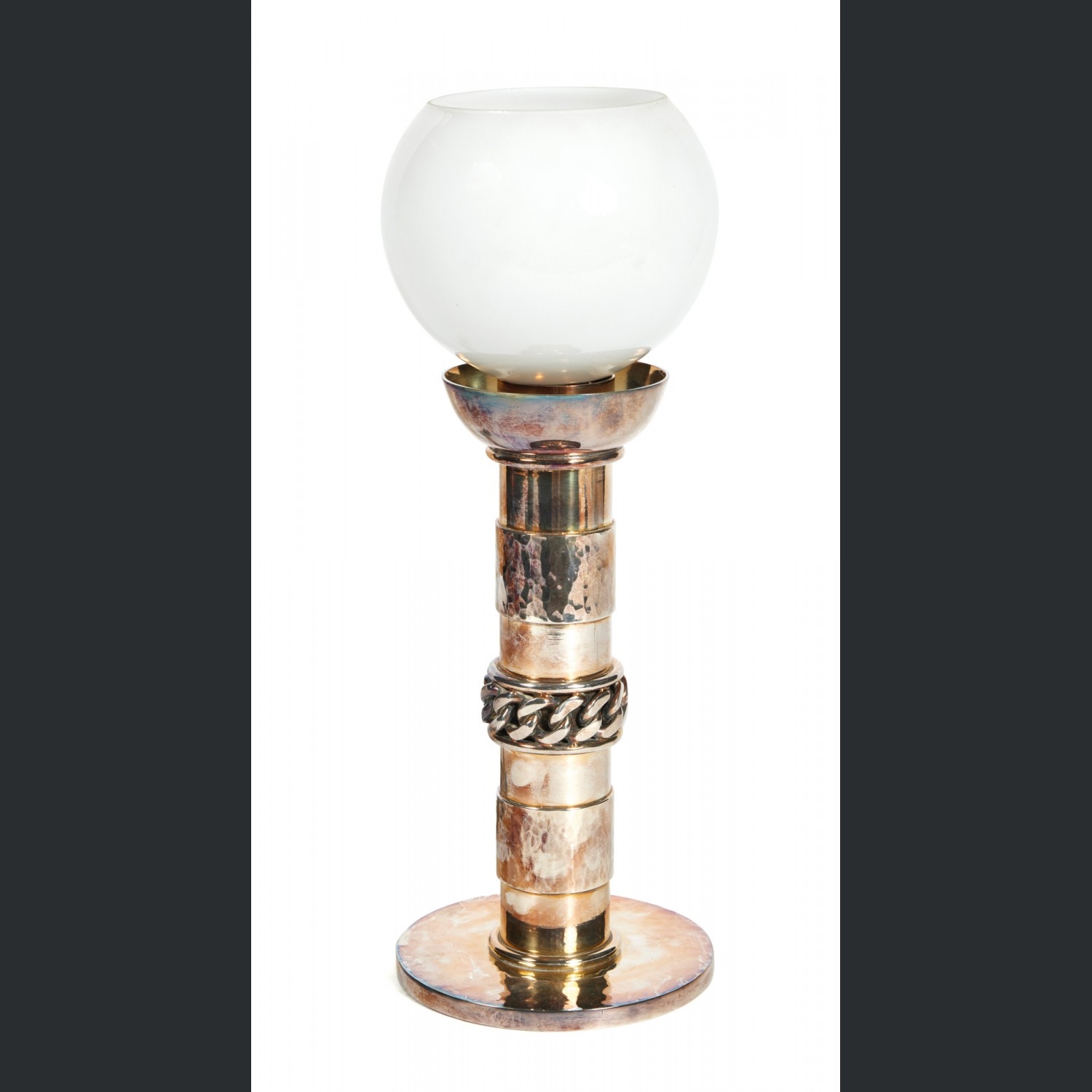 Jean Després | Pique-cierge en métal argenté orné d'une bague à ...