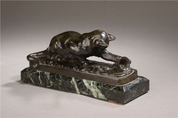 Thomas François‏ Cartier | Cat with a bell. (1879) | MutualArt