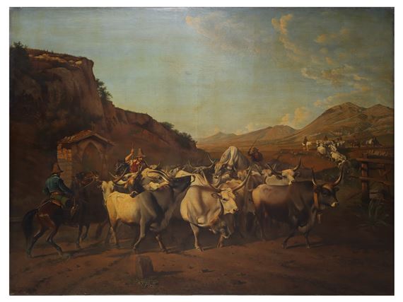 Charles Coumont | Mandria di buoi con mandriano a cavallo (1851 ...