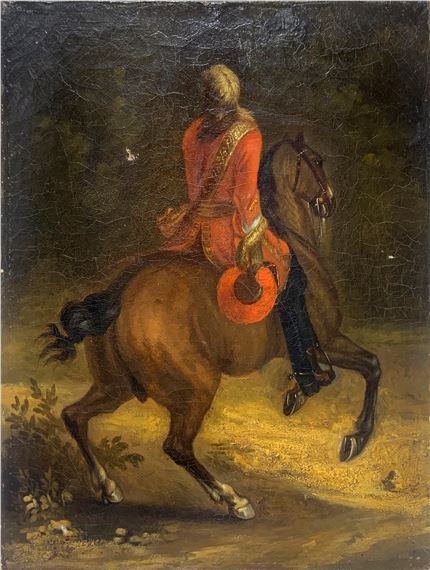 Adam Meulen | Cavaliere a cavallo di spalle (1678) | MutualArt