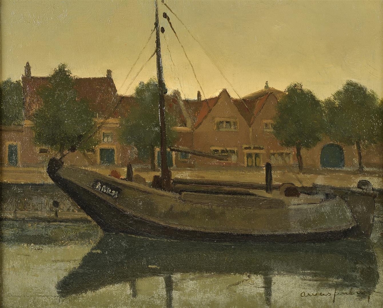 Arie Wassenburg | Hoogaars aan een kade in Arnemuiden | MutualArt