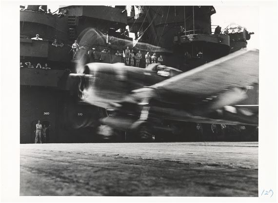 Edward Steichen | Grumman F6F Hellcat taking off on the aircraft ...