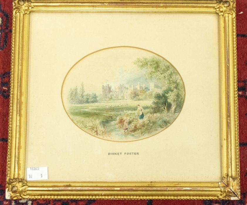 Myles Birket Foster | Figures with Raby Castle beyond | MutualArt