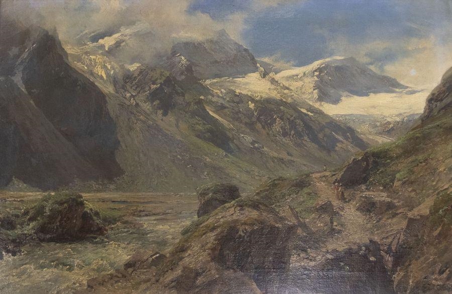 Edward Theodore Compton | River Alpine Scene with figures (1907 ...