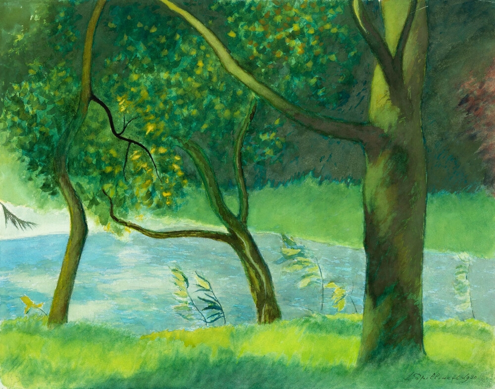 Léon Spilliaert | Trees in summer around the pound of the Maria ...