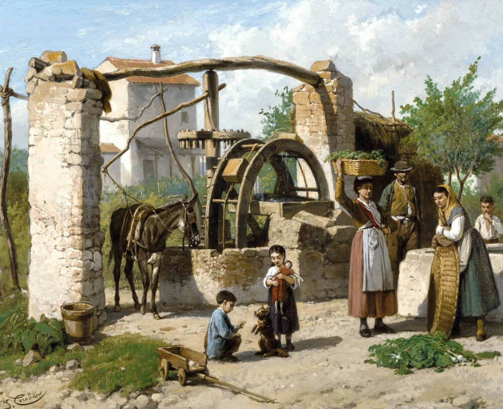 Jacques François Carabain | Une noria en Italie (1877) | MutualArt