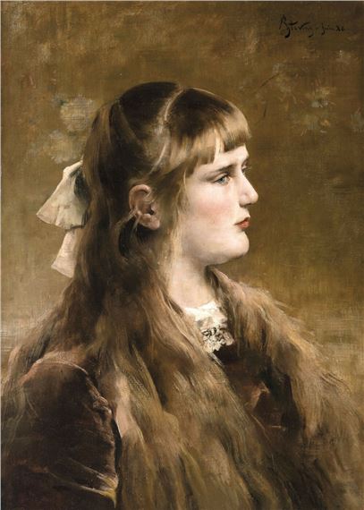Alfred Stevens | Portrait of a young girl (1886) | MutualArt