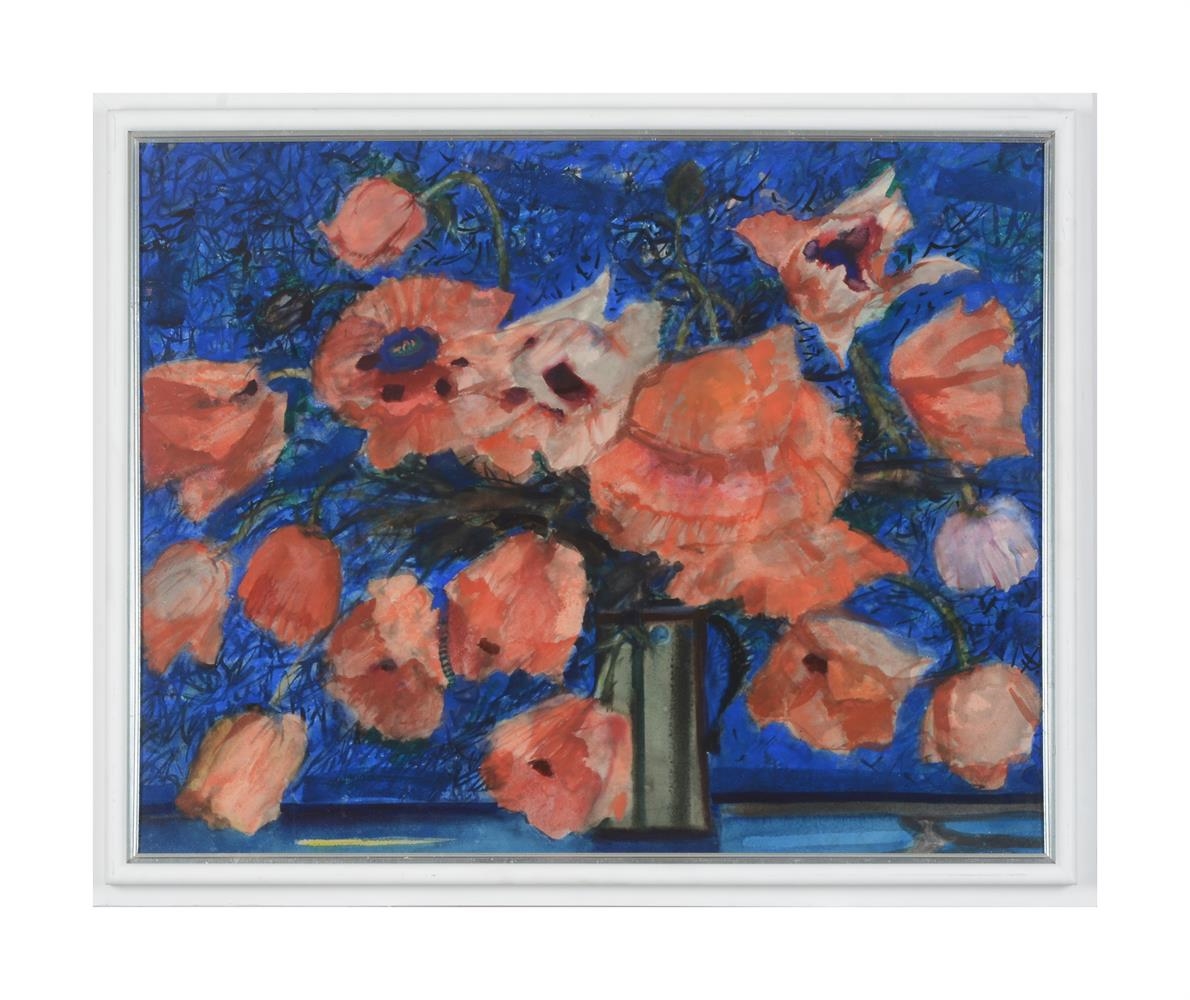 Robin Philipson | POPPIES ON A BLUE GROUND (84) | MutualArt