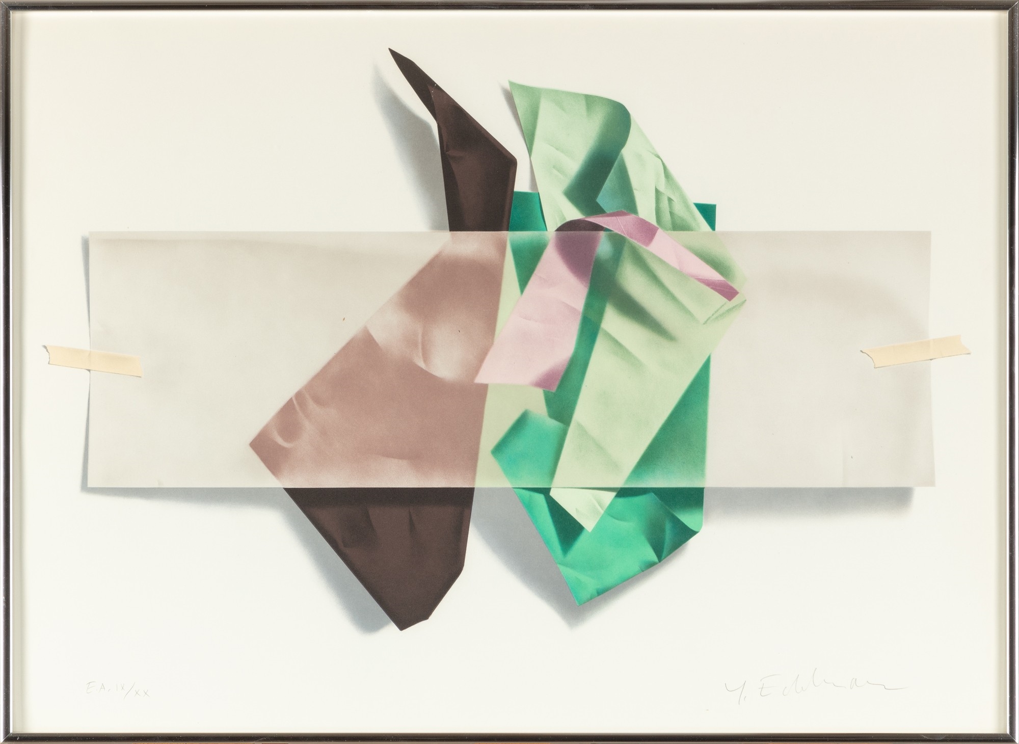 Yrjo Edelmann | Brown, pink and greens covered with transparent | MutualArt