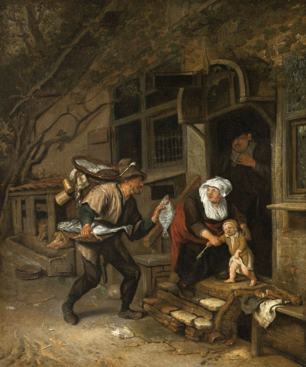 Cornelis Dusart | The fish peddler | MutualArt