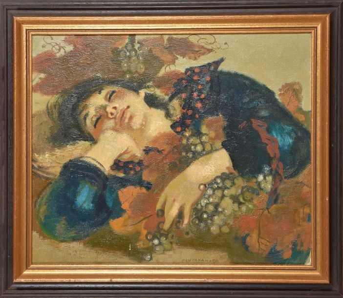 Lucien Joseph‏ Fontanarosa | Drowsy woman with vine branches. | MutualArt