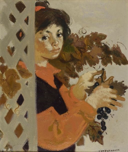 Lucien Joseph‏ Fontanarosa | Young girl with vine branches. | MutualArt