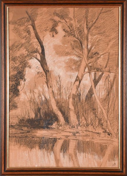 Louis Appian | Trees at the water's edge. | MutualArt