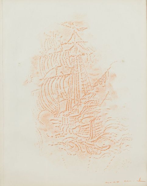 Max Ernst | Boat Rubbing with red chalk | MutualArt